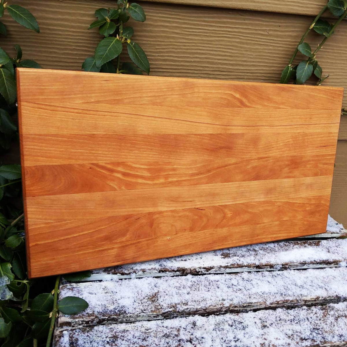 Cherry Edge‑Grain Cutting Board with Rubber Feet, Hand‑Grooves ...