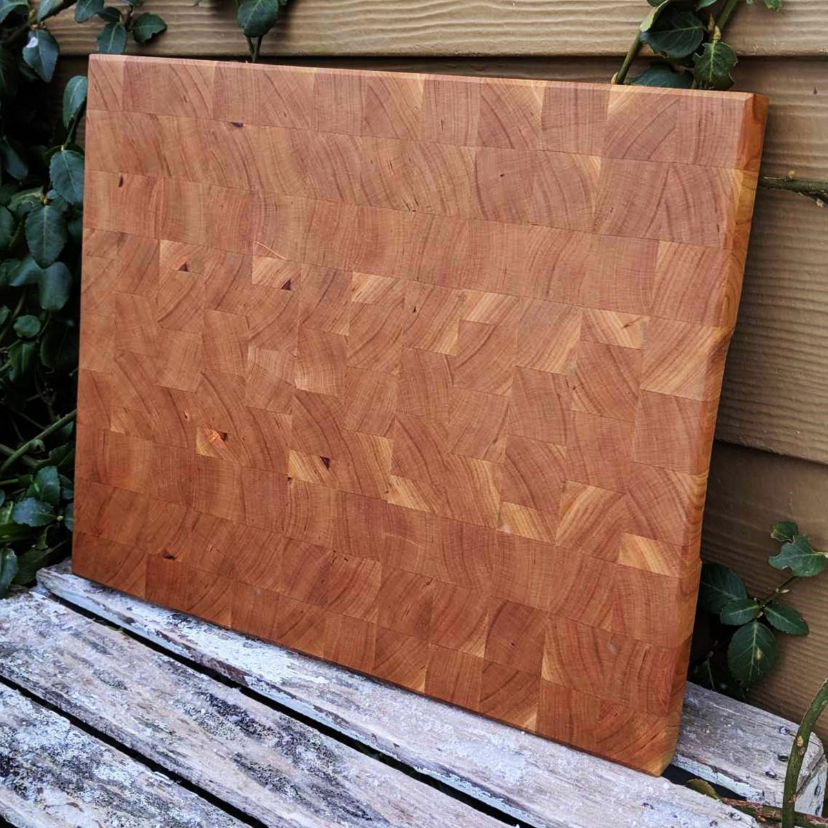 Cherry End‑Grain Cutting Board with Hand‑Grooves & Beveled Edge ...