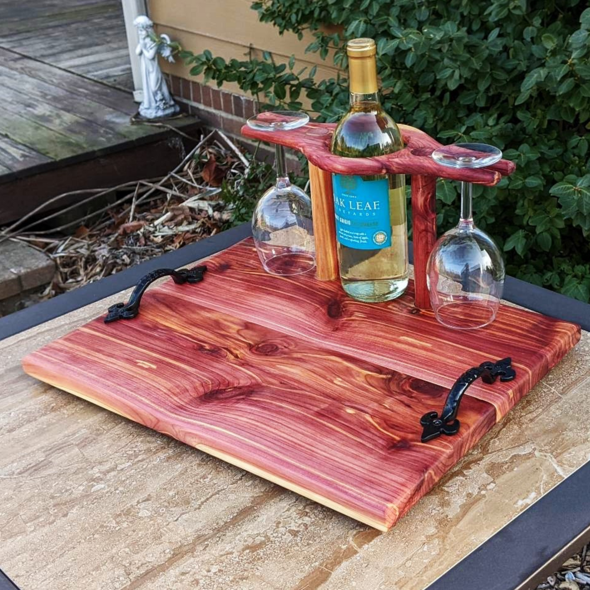 Red Cedar Wine Charcuterie Board with Two Wine Glasses – Springhill ...