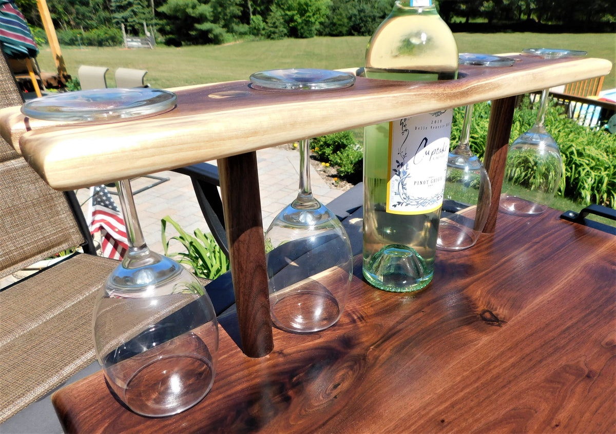 Black Walnut Wine Charcuterie Board with Wine Glasses – Springhill ...